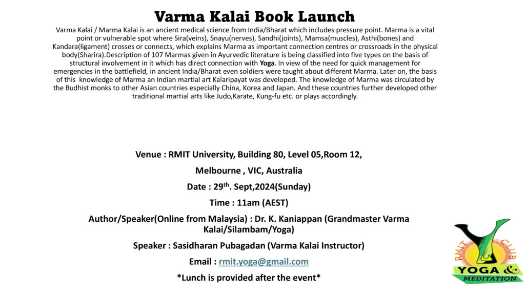 Varma Kalai Book Launch – Yoga Australia